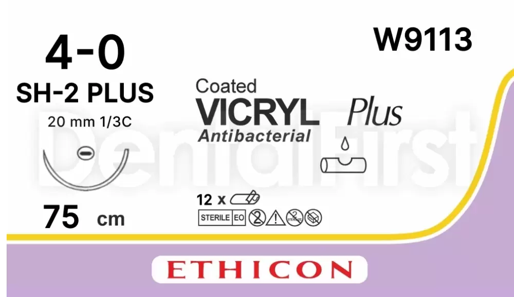 Купить W9113 Викрил 4/0, 75 см, фиолет. Кол. 20 мм, 1/2 | Dental First