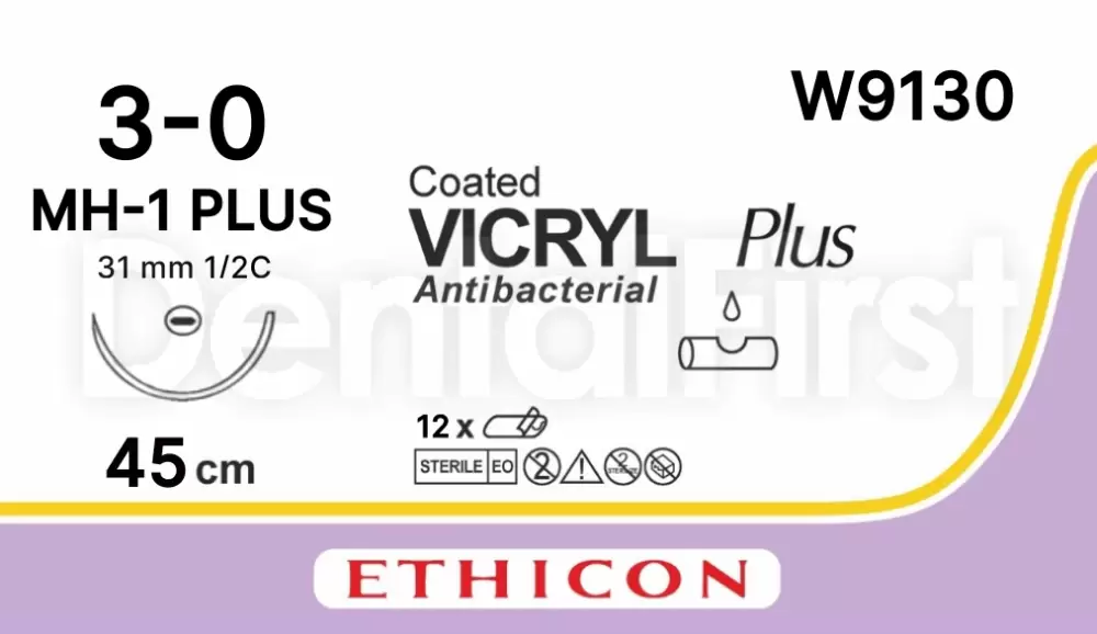 Купить W9130 Викрил 3/0, 75см, фиолет. кол. 31мм 1/2, №12 | Dental First